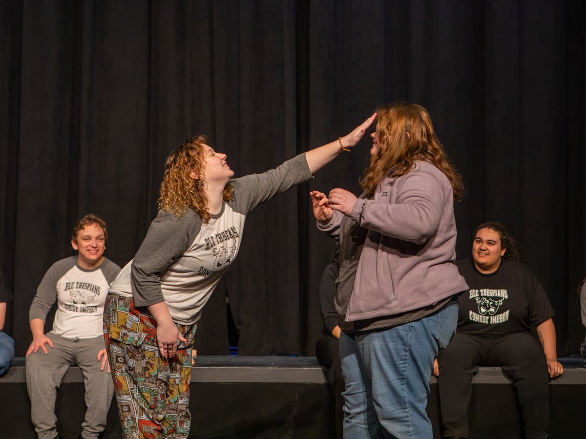 Jinx Craddock (Mt. Vernon) improvises a scene with an audience member.
